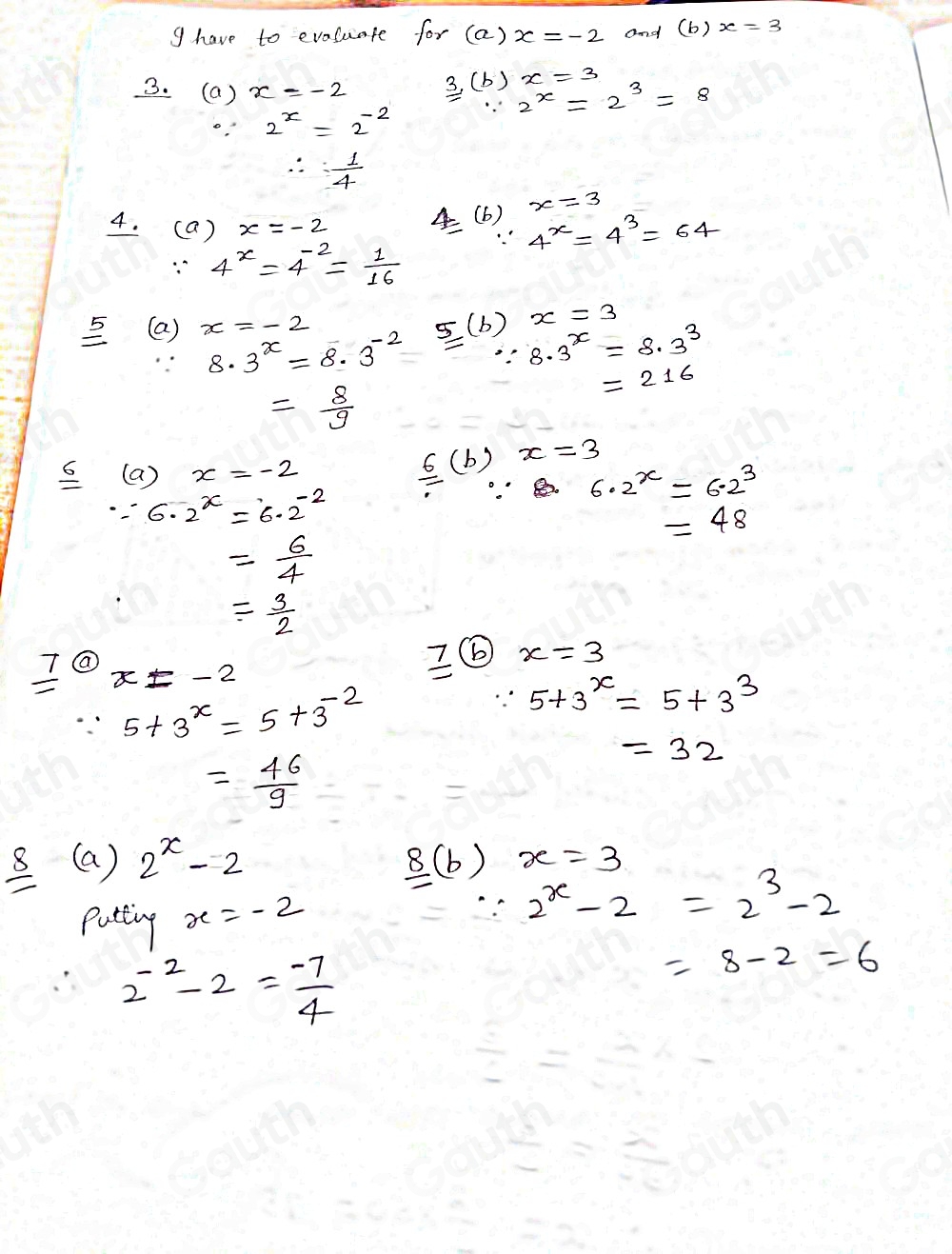 Solved: In Exercises 3-8, evaluate the expression for (a) x=-2 and (b ...