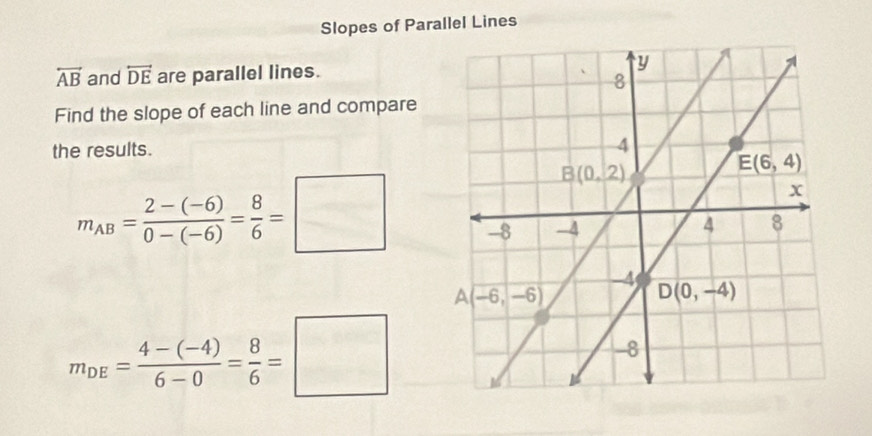 Solved: Slopes of Parallel Lines overleftrightarrow AB and ...