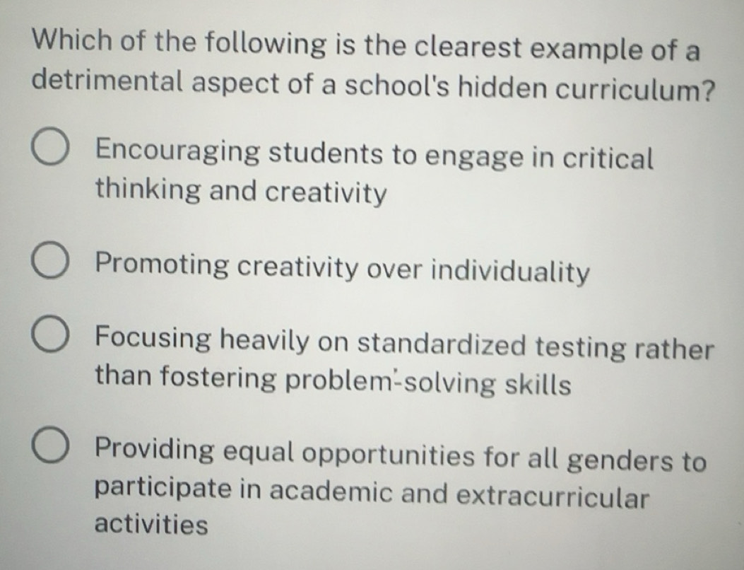 Solved: Which of the following is the clearest example of a detrimental ...