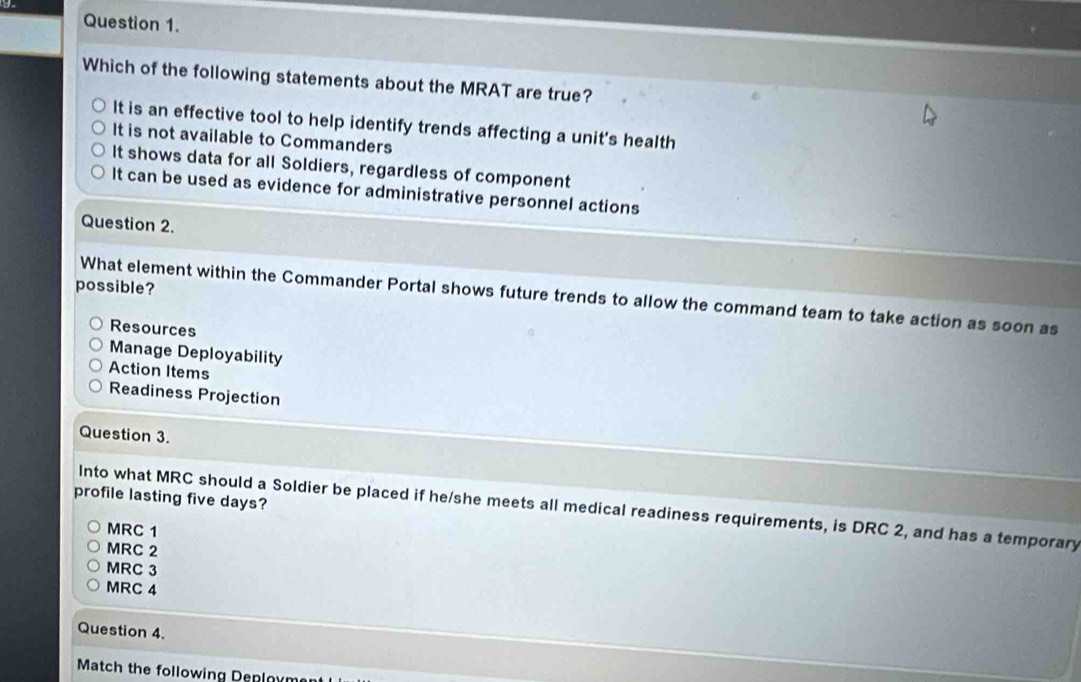 Solved: Which of the following statements about the MRAT are true? It ...