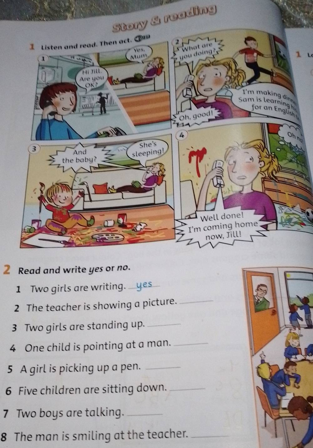 Risolto:ding 1 L n 2 Read and write yes or no. 1 Two girls are writing ...