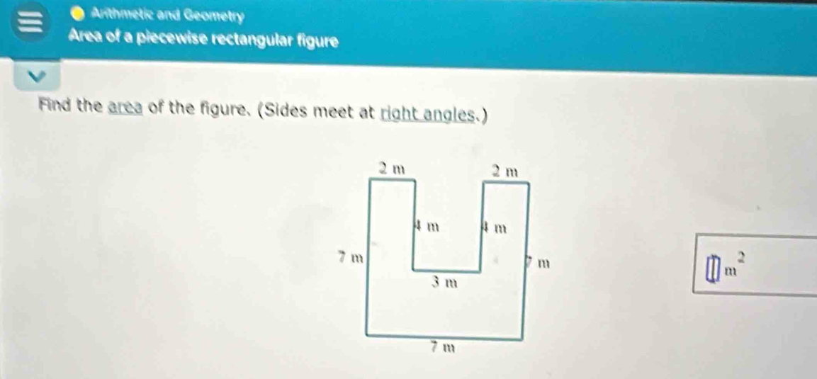 Solved: Arthmetic and Geometry Area of a piecewise rectangular figure ...