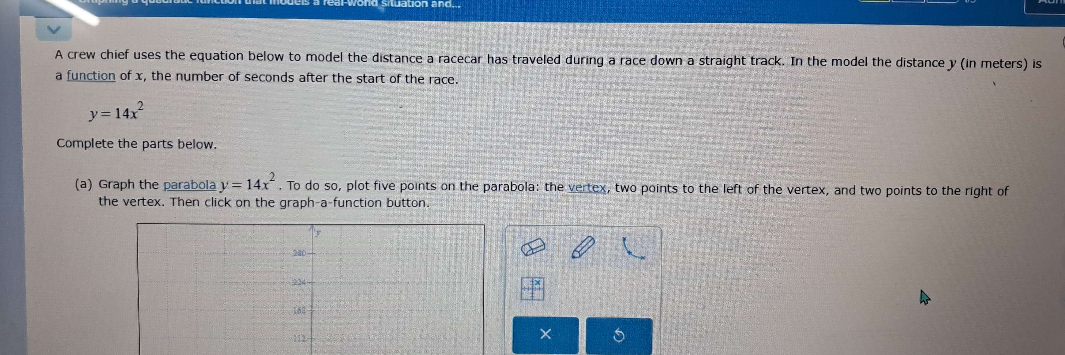 Solved: A crew chief uses the equation below to model the distance a ...