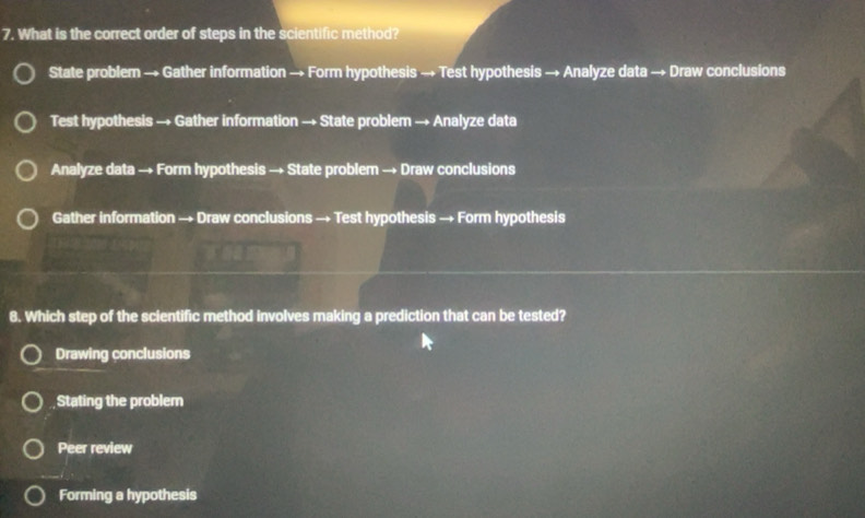 Solved: What is the correct order of steps in the scientific method ...