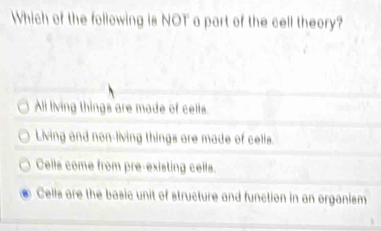 Solved: Which of the following is NOT a part of the cell theory? All ...