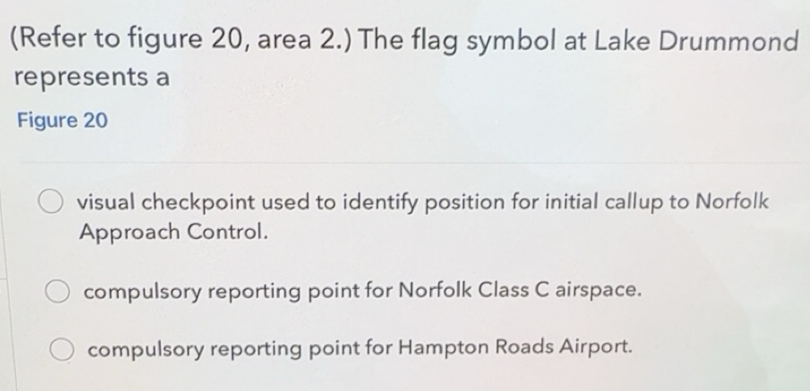 Solved: (Refer to figure 20, area 2.) The flag symbol at Lake Drummond ...
