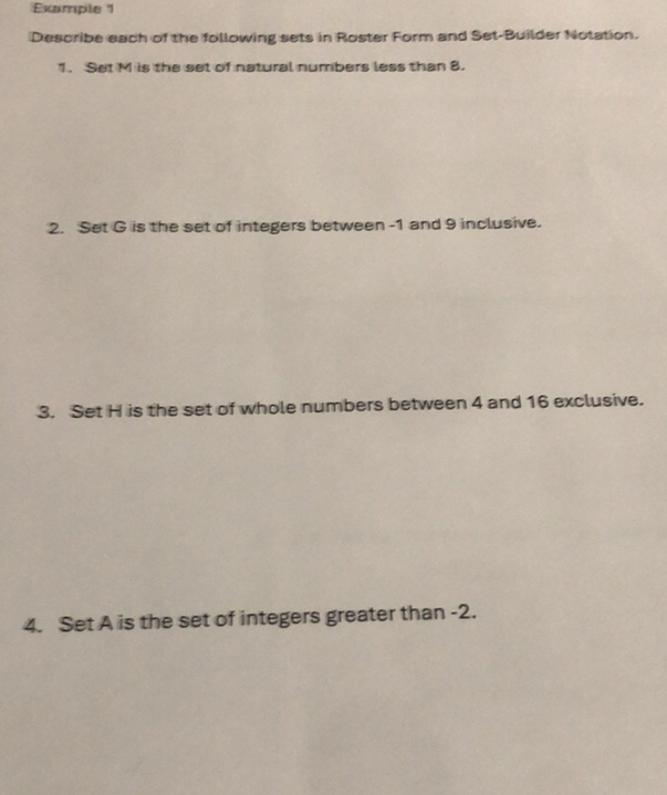 Gelöst:Example 1 Describe each of the following sets in Roster Form and ...