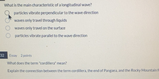 Solved: What is the main characteristic of a longitudinal wave ...