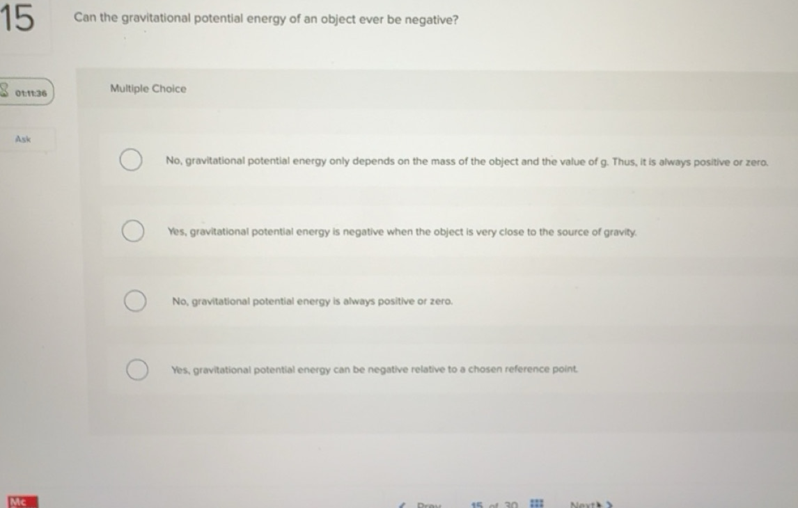 Solved: Can the gravitational potential energy of an object ever be ...