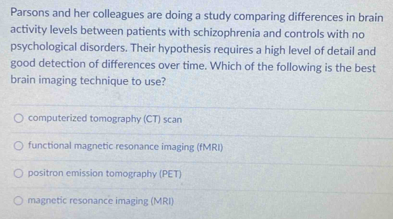 Solved: Parsons and her colleagues are doing a study comparing ...
