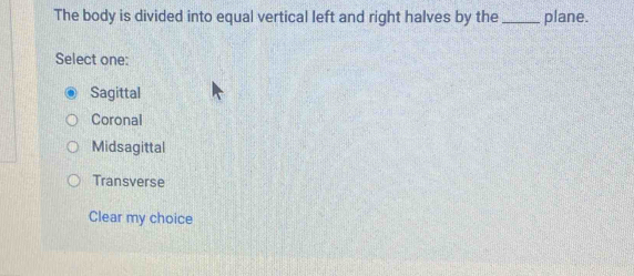 The body is divided into equal vertical left and right halves by the ...