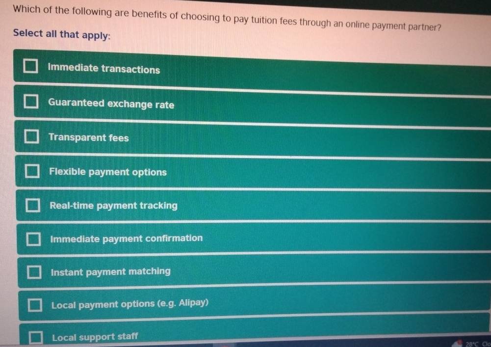 Solved: Which of the following are benefits of choosing to pay tuition ...