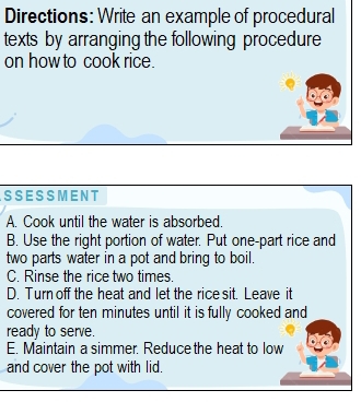 Solved: Directions: Write an example of procedural texts by arranging ...