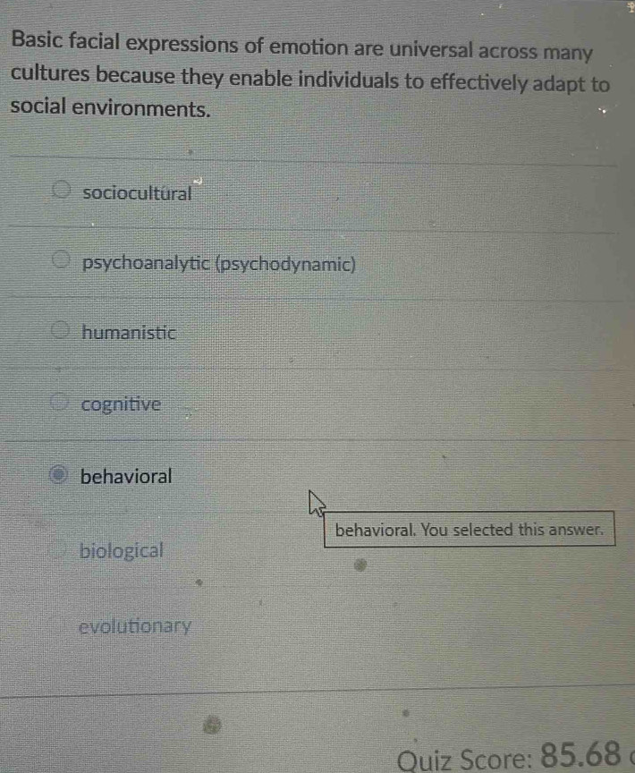 Solved: Basic facial expressions of emotion are universal across many ...