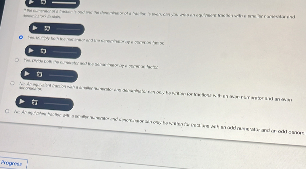 Solved: If the numerator of a fraction is odd and the denominator of a ...