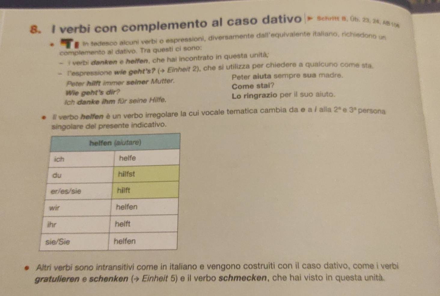 Risolto:verbi con complemento al caso dativo|> sen 8. 05. 23, 24, AB ...