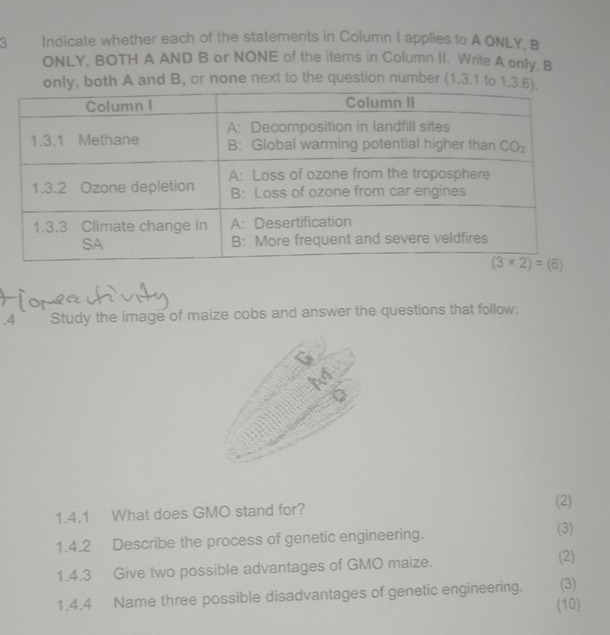 Résolu :Indicate whether each of the statements in Column I applies to A ONLY, B ONLY, BOTH A AND