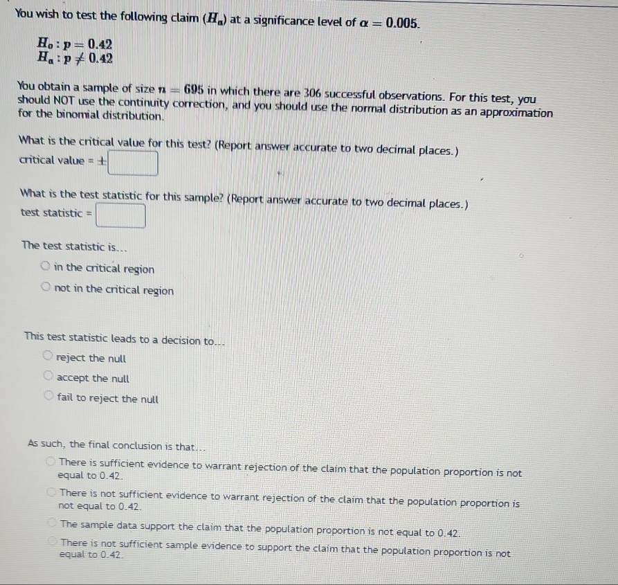Solved: You wish to test the following claim (H_a) at a significance ...