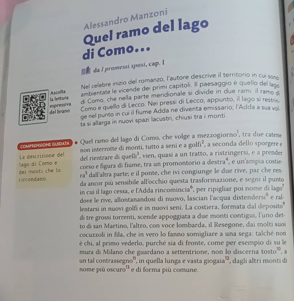 Risolto:Alessandro Manzoni Quel ramo del lago di Como... da I promessi ...