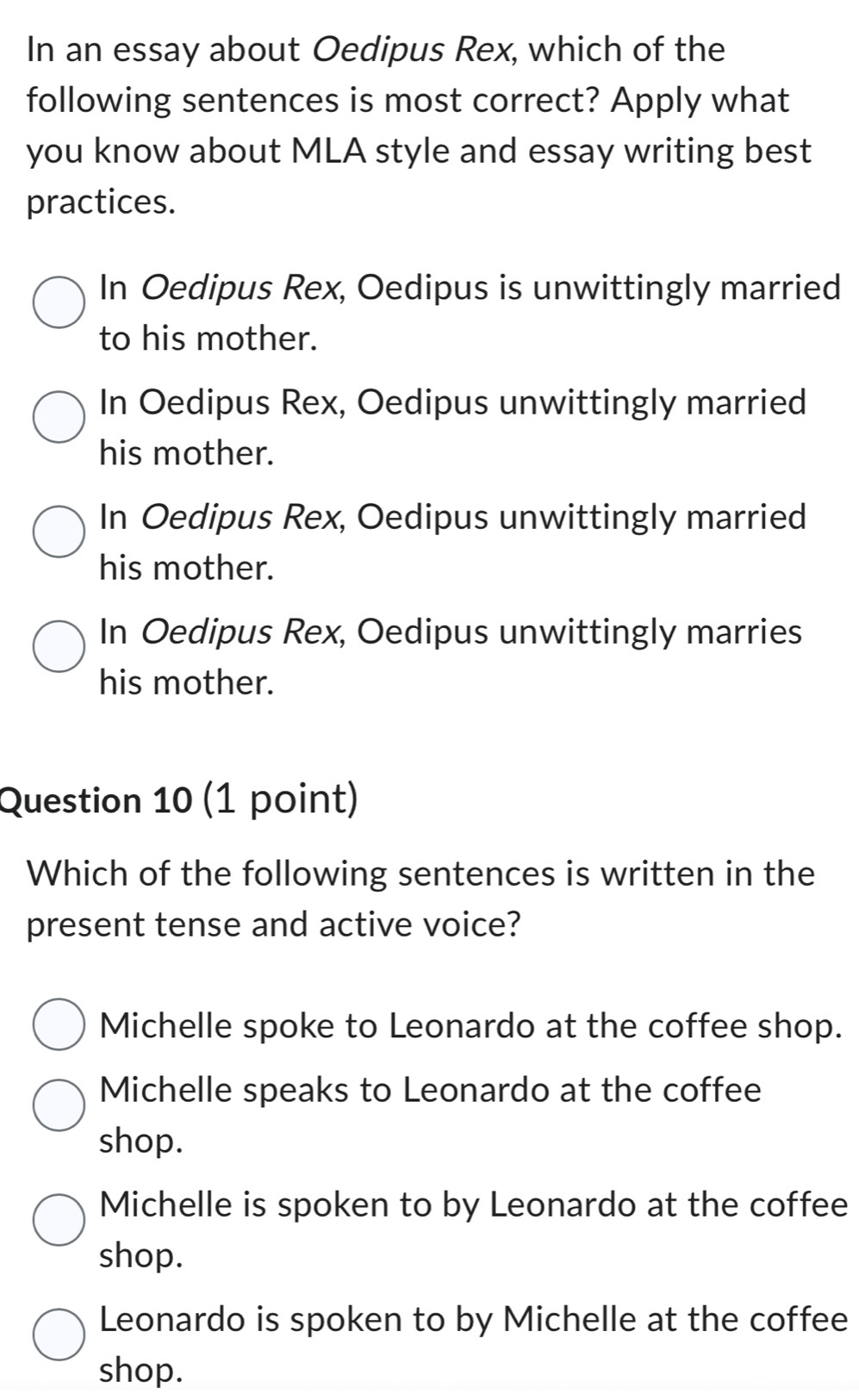 Solved: In an essay about Oedipus Rex, which of the following sentences ...