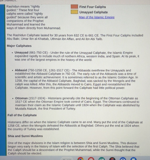 Solved: Rashidun means "rightly First Four Caliphs guided." These first ...