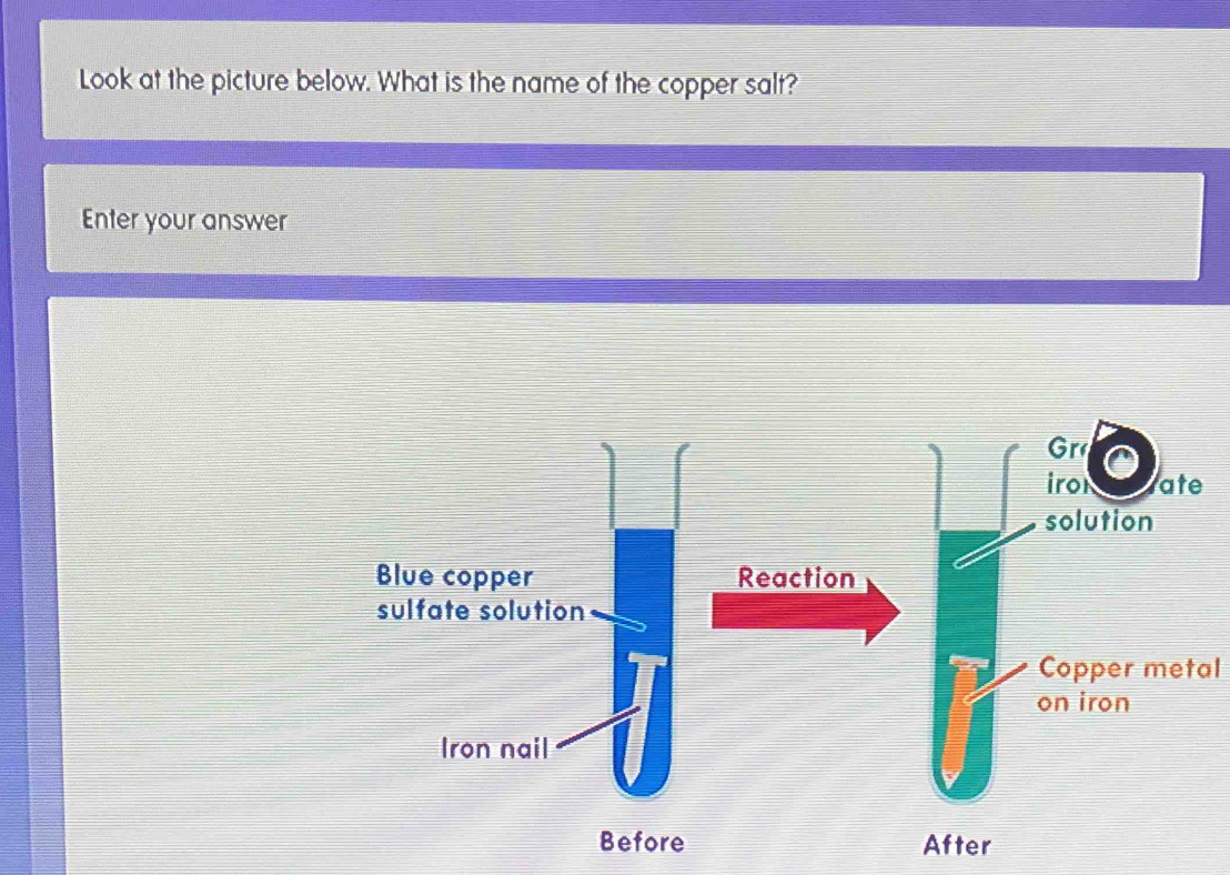 Solved: Look at the picture below. What is the name of the copper salt ...