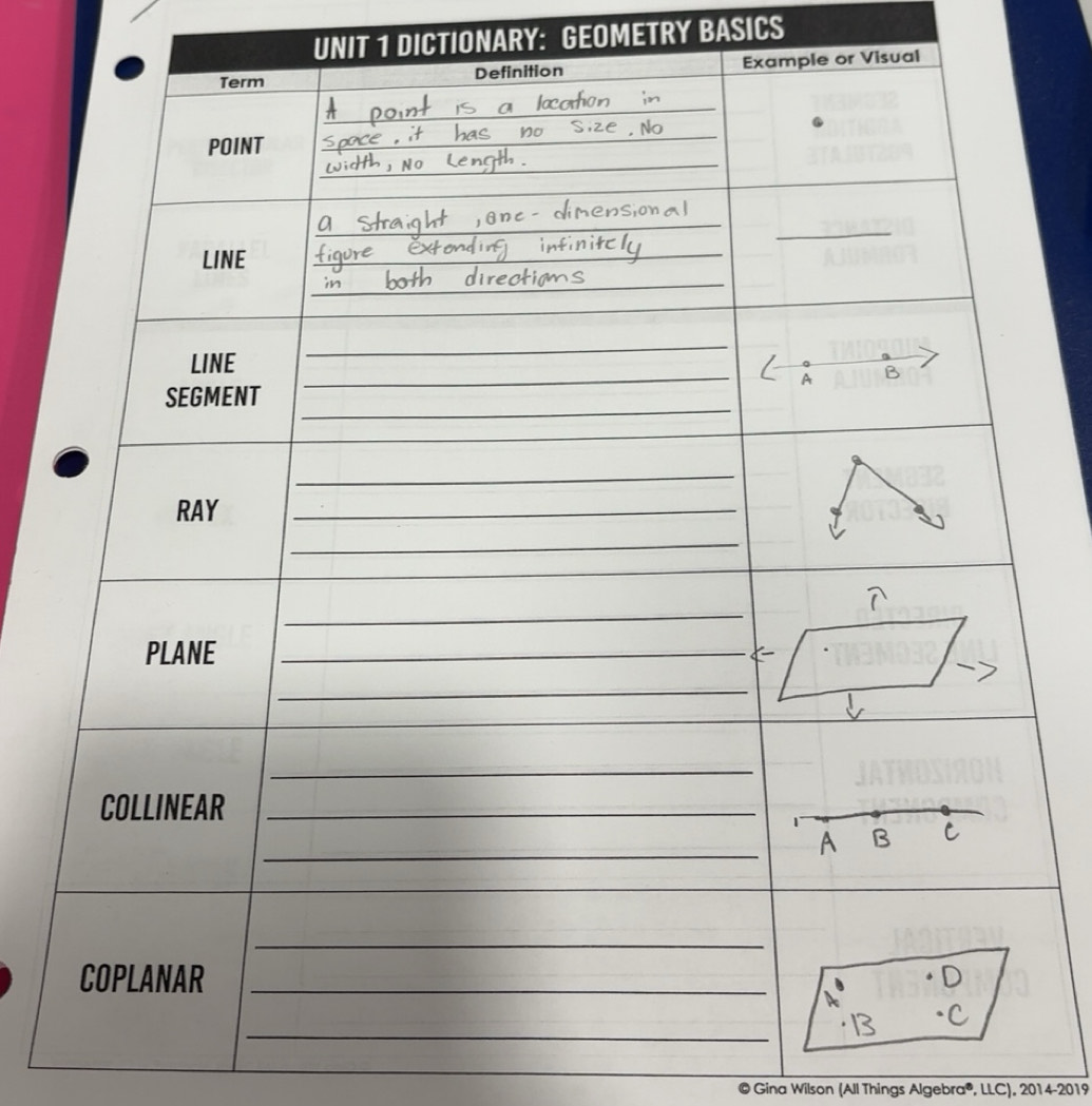 Solved: DICTIONARY: GEOMETRY BASICS al © Gina Wilson (All Things ...