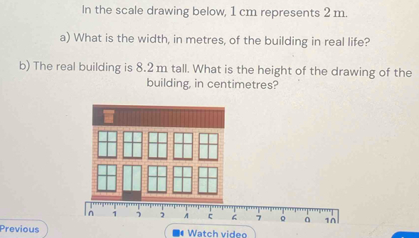 Solved: In the scale drawing below, 1 cm represents 2 m. a) What is the ...