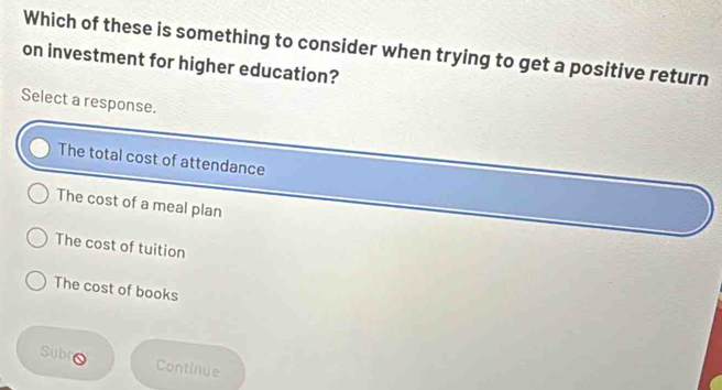Solved: Which of these is something to consider when trying to get a ...