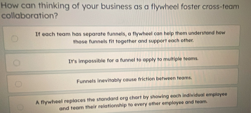 Solved: How can thinking of your business as a flywheel foster cross ...