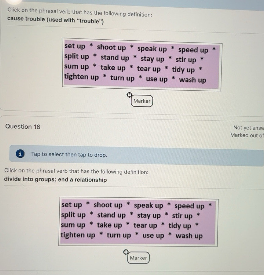 Résolu :Click on the phrasal verb that has the following definition ...