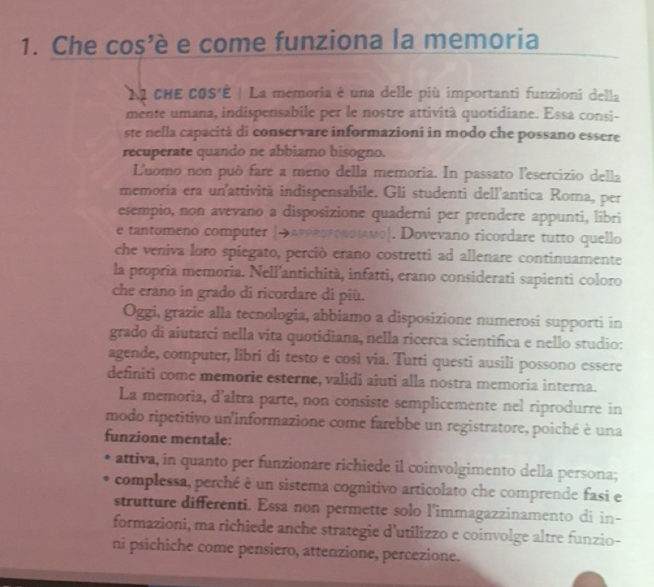 Risolto:Che cos'è e come funziona la memoria N cHE COS'È | La memoria è ...