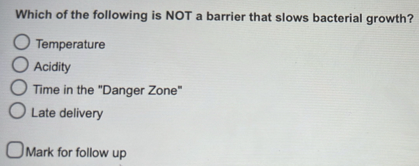 Solved: Which of the following is NOT a barrier that slows bacterial ...