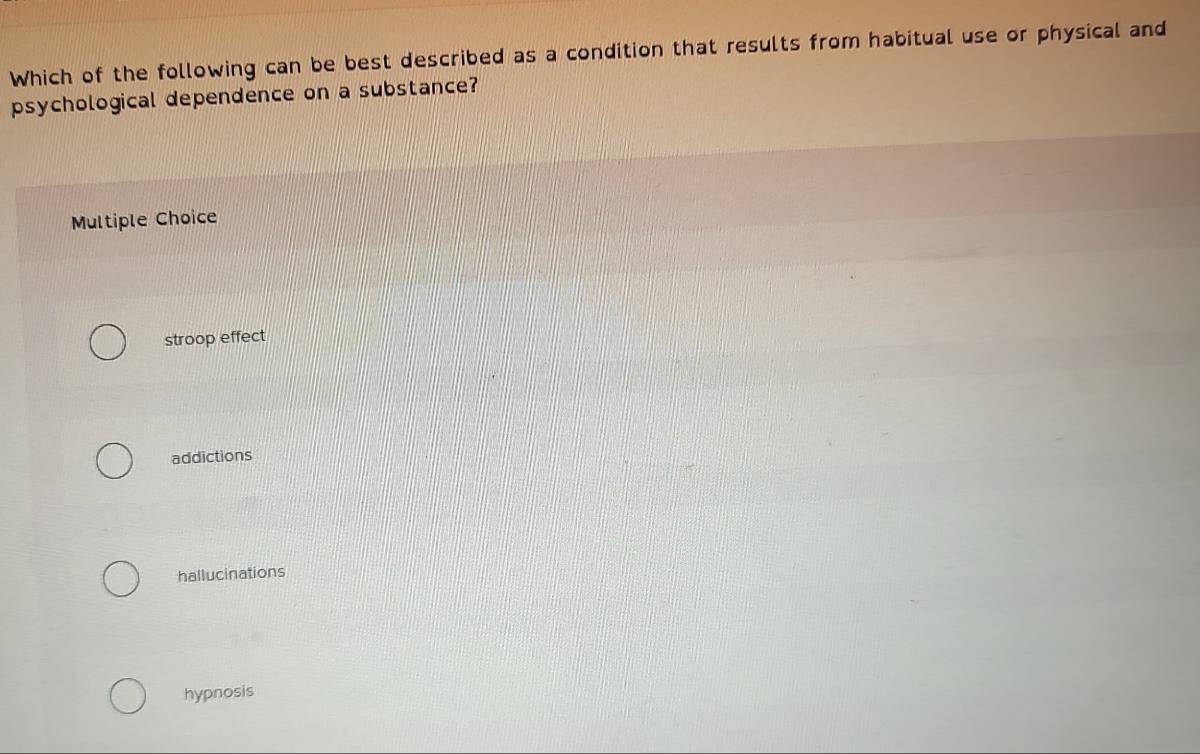 Solved: Which of the following can be best described as a condition ...