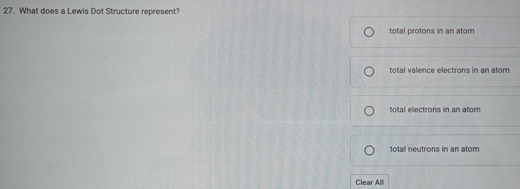 Solved: What does a Lewis Dot Structure represent? total protons in an ...
