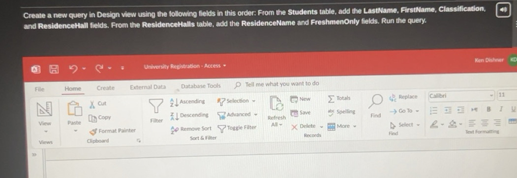 Solved: Create a new query in Design view using the following fields in ...