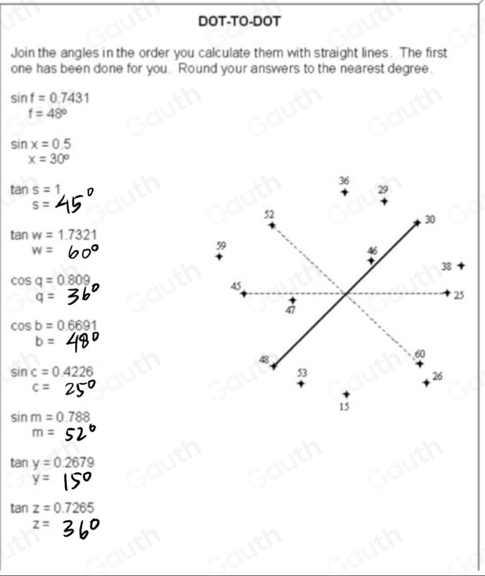 Solved: DOT-TO-DOT Join the angles in the order you calculate them with ...