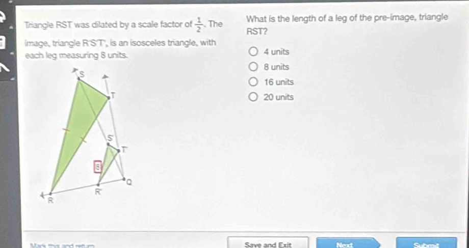 Solved: What is the length of a leg of the pre-image, triangle Triangle ...
