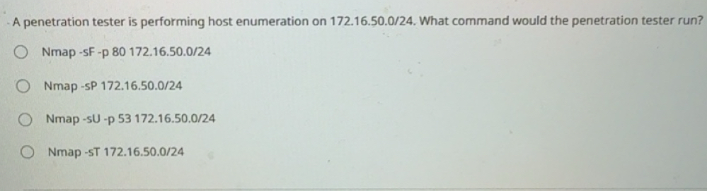 Solved: A penetration tester is performing host enumeration on 172.16 ...