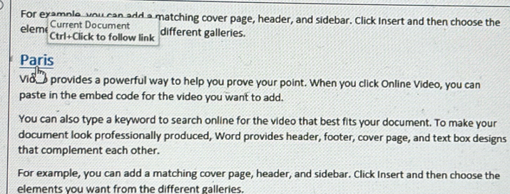 Solved: For example, you can add a matching cover page, header, and ...