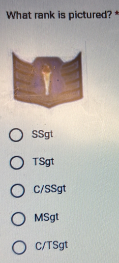 Solved: What rank is pictured? * SSgt TSgt C/SSgt MSgt C/TSgt [Others]