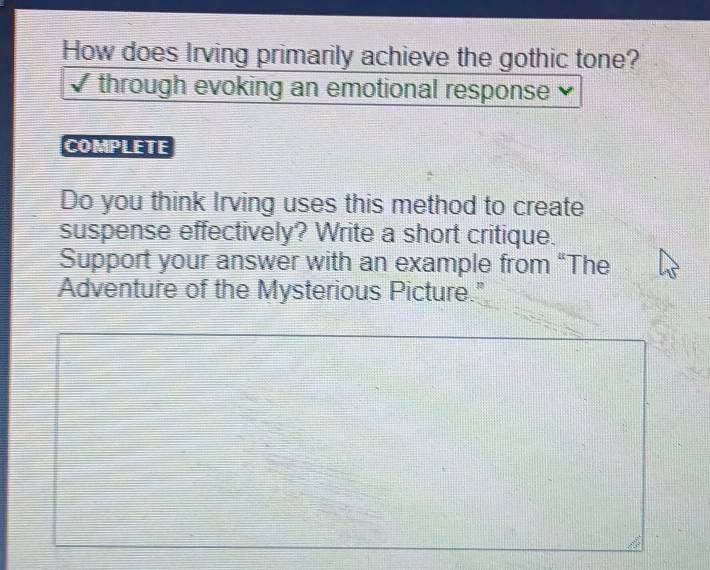 Solved: How does Irving primarily achieve the gothic tone? through ...