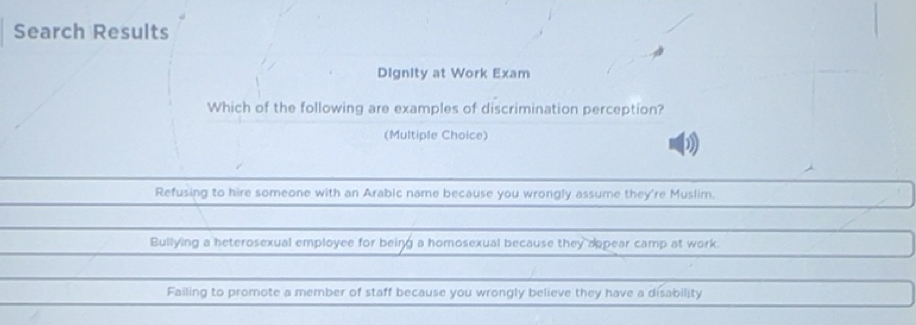 Solved: Search Results Dignity at Work Exam Which of the following are ...