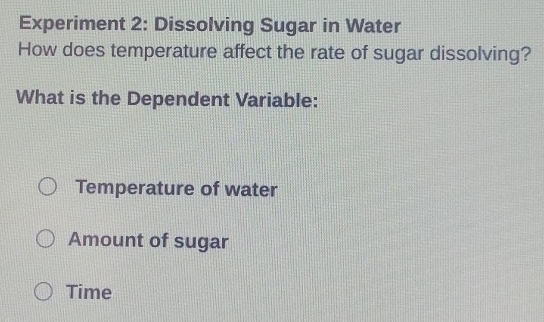 Solved: Experiment 2: Dissolving Sugar in Water How does temperature ...
