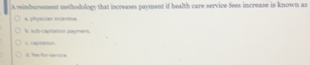 Solved: A reimbursement methodology that increases payment if health ...