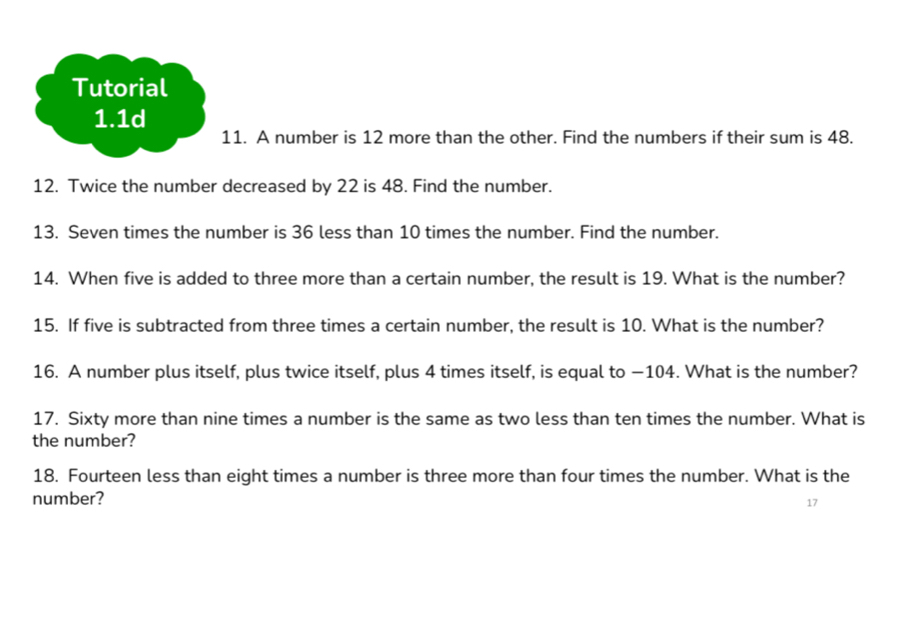 Selesai:Tutorial 1.1d 11. A number is 12 more than the other. Find the ...