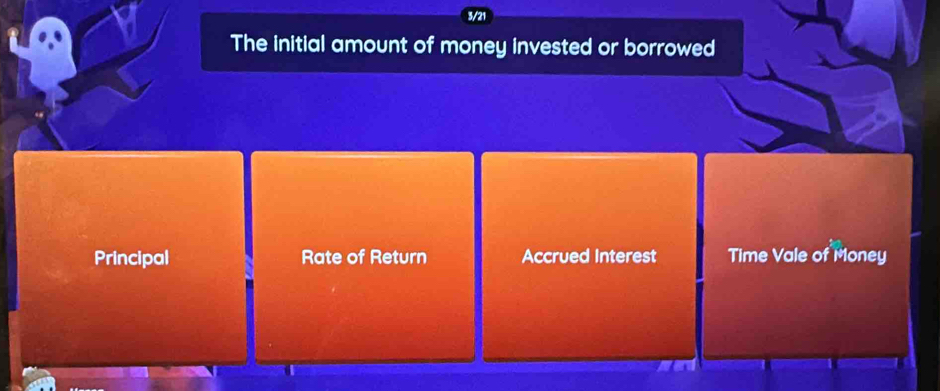 Solved: The initial amount of money invested or borrowed Principal Rate ...