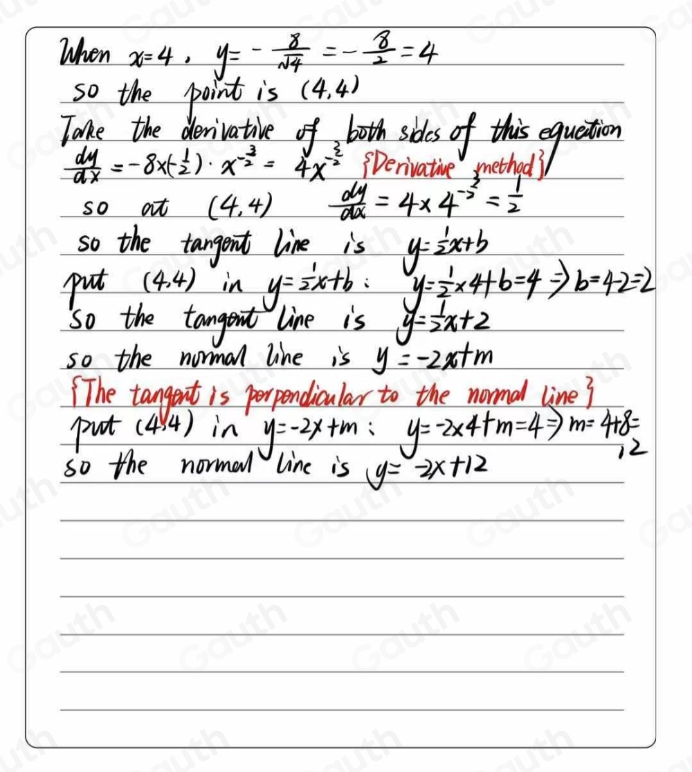 Solved: Find the equation of the normal line and line tangent to the ...