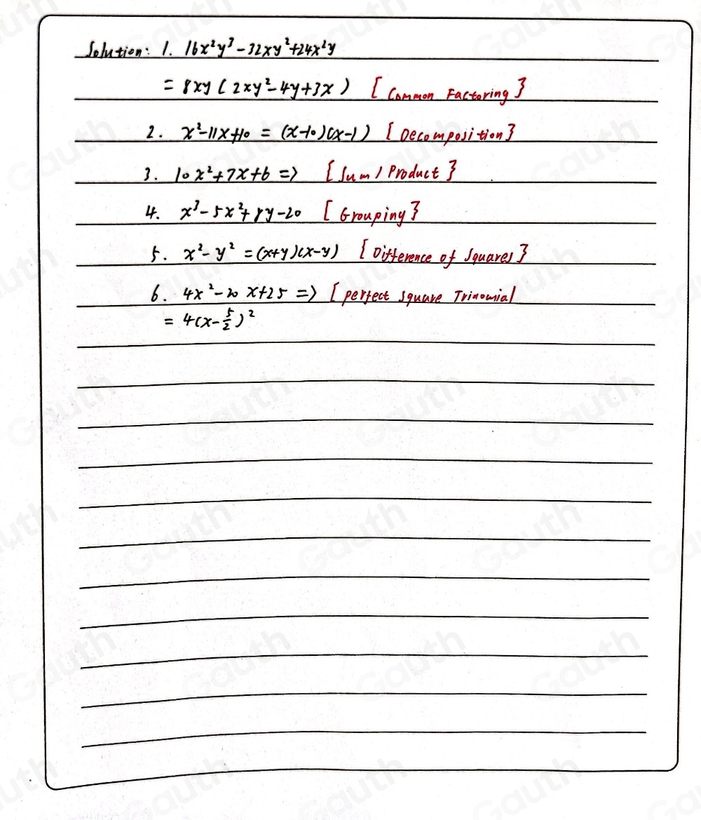 Solved: Match each expression with the factoring method that should be ...