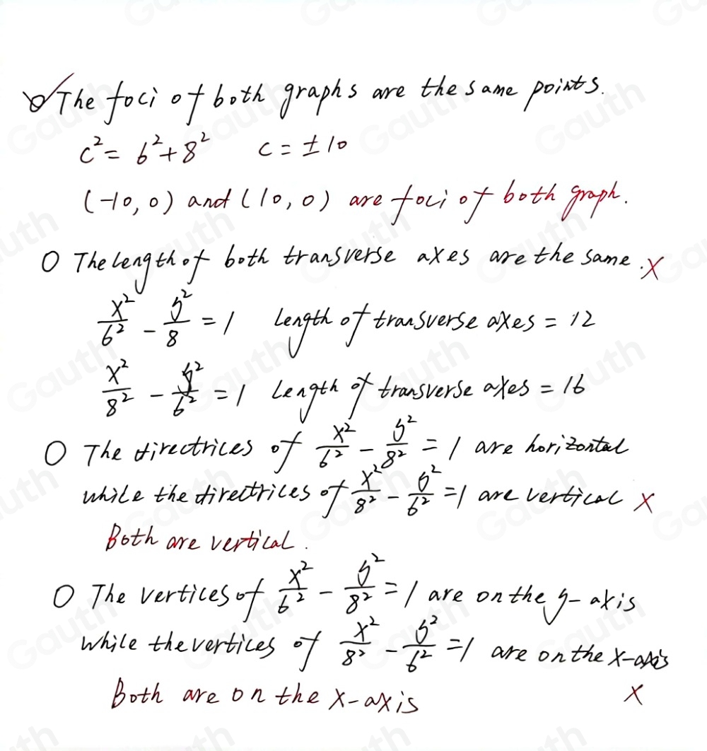 Solved: Which is a true statement comparing the graphs of x^2/6^2 - y^2 ...